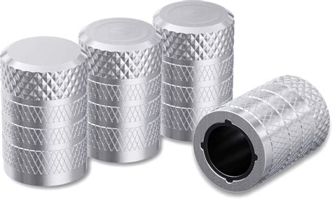 Ckauto Tire Valve Stem Cap Silver 4 Pcspack Anodized Aluminum Valve