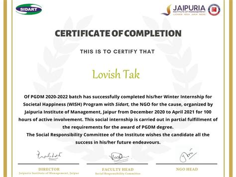 Lovish Tak On Linkedin Pgdm College Internship Jaipuria