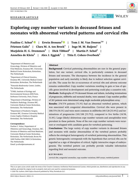 Pdf Exploring Copy Number Variants In Deceased Fetuses And Neonates With Abnormal Vertebral