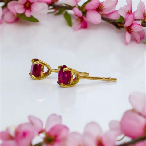 Synthetic Ruby Studs Sherrington Jewellers