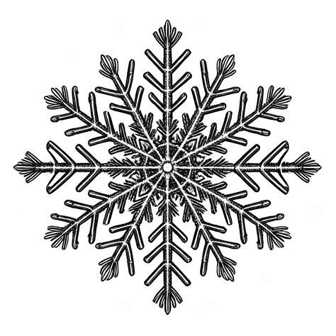 스노우플레이크 터 단색 스케치 드로잉 흑백 단색 조각 스타일 프리미엄 벡터