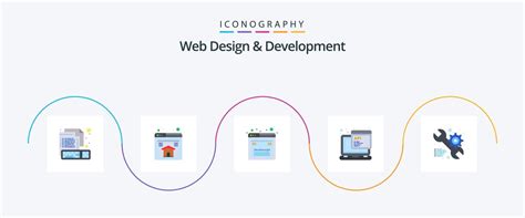Web Design And Development Flat 5 Icon Pack Including Setting