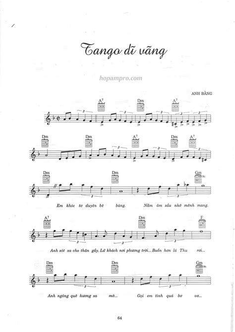 Sheet Nhạc Bài Tango DĨ VÃng Hợp âm Pro