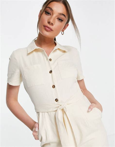 Asos Design Gräddvit Overall I 70 Talsstil Och Twill Med Utsvängda