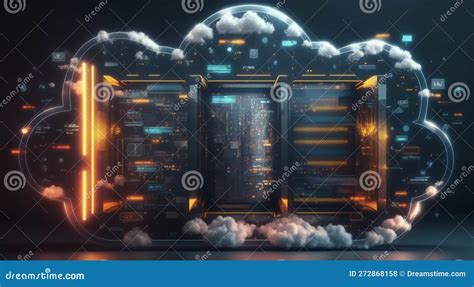 Cloud Technology Computing Big Database Data Center Concept Modern