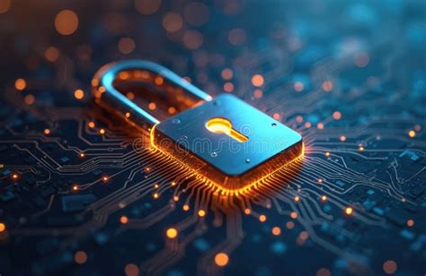Cyber Security Tech Abstract Illustration Of Digital Lock On Circuit