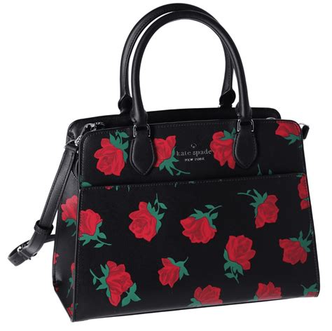 Kate Spade Madison Rose Toss Printed Medium Satchel Saffiano Leather