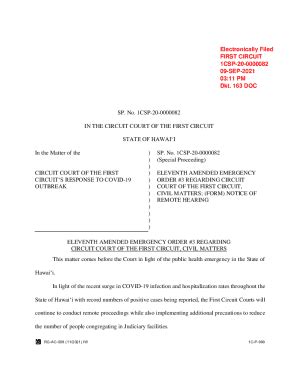 Fillable Online Eleventh Amended Emergency Order 3 Regarding Circuit Court Of The First Circuit