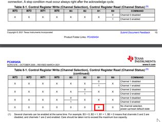 PCA A Typo In Rev E Datasheet Control Reg Writes Interface Forum Interface TI E E