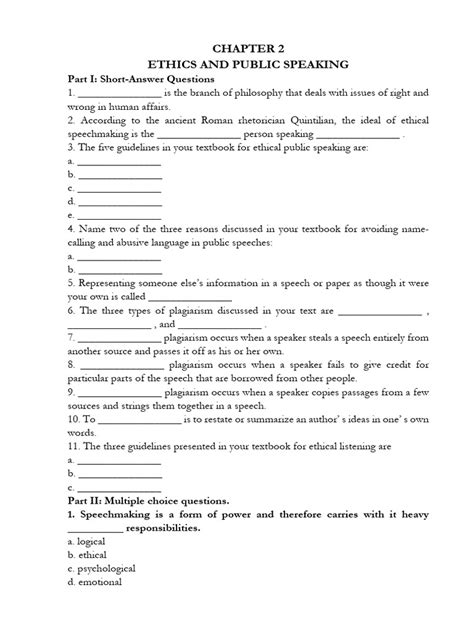 Chapter 2 Exercises Pdf Public Speaking Plagiarism