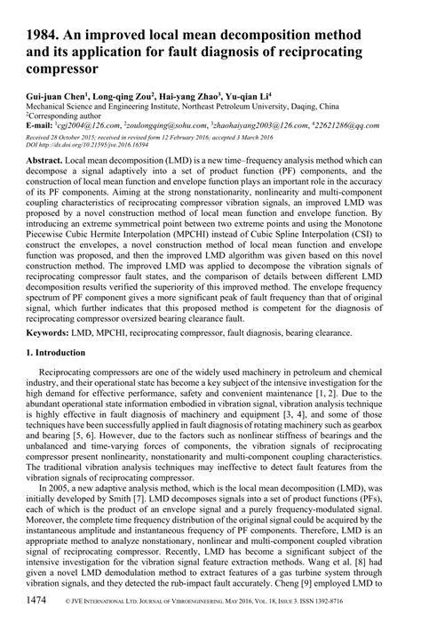 Pdf An Improved Local Mean Decomposition Method And Its Application For Fault Diagnosis Of