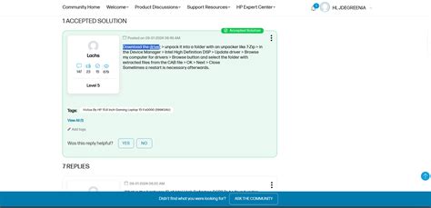 Intel High Definition Dsp No Audio Hp Support Community 9173345