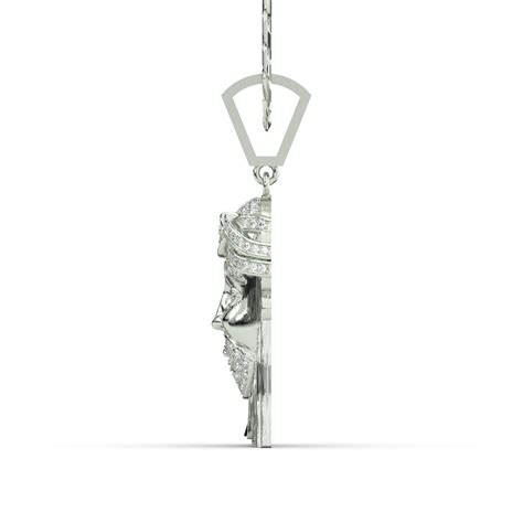 Mens White Gold Vvs Lab Grown Diamond Customizable Jesus Necklace Pen