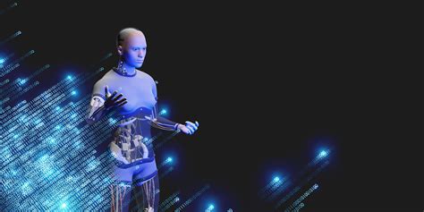 Humanoid Robots And Binary Code Ai Big Data Analysis And Artificial