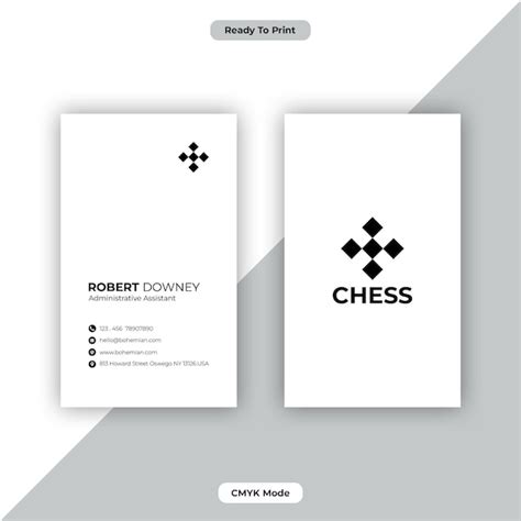 심플하고 우아한 흰색 명함 세로 디자인 프리미엄 Psd 파일