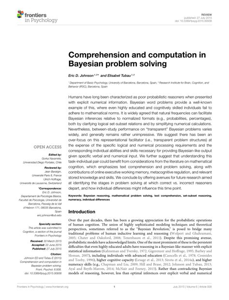 Pdf Comprehension And Computation In Bayesian Problem Solving