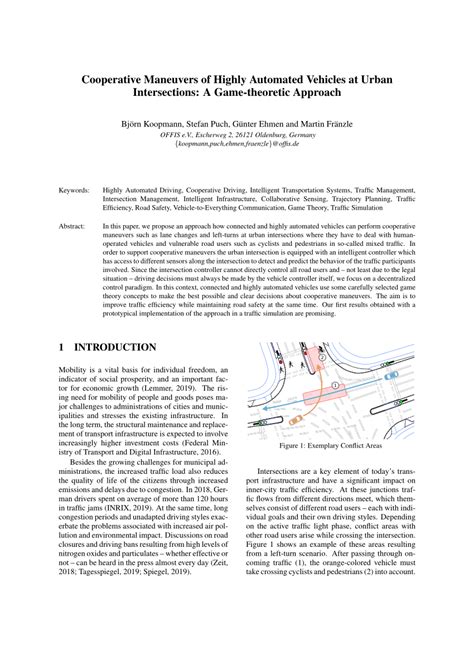 Pdf Cooperative Maneuvers Of Highly Automated Vehicles At Urban Intersections A Game