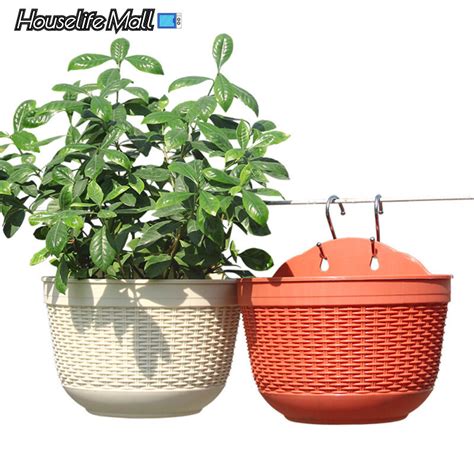 กระถางดอกไม้แขวนผนัง ตะกร้าระเบียงรั้วสวนของตกแต่งกระถางดอกไม้ในกระถาง Houselife Mall Thaipick