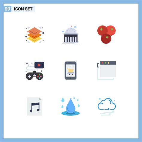 9 Universal Flat Color Signs Symbols Of Device Video Game Cranberry Gamepad Controller Editable