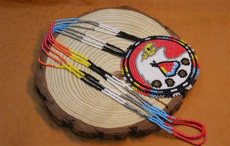 Native American Beaded Medallion Necklace Red Eagle Buybeaded
