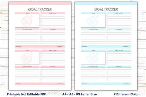 Printable Goal Tracker Printable Goal Planner Printable Goal Tracking