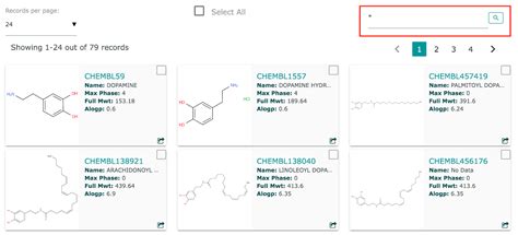 new text filter on the chembl interface