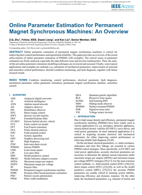 pdf online parameter estimation for permanent magnet synchronous machines an overview
