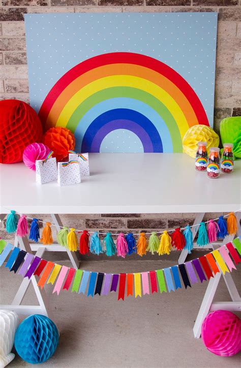 Rainbow Party Backdrop Instant Download Printable By Lindi Etsy