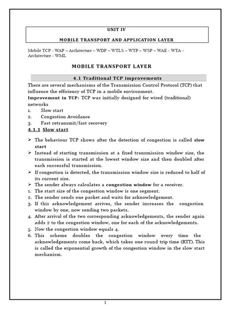 unit iv pdf transmission control protocol network congestion