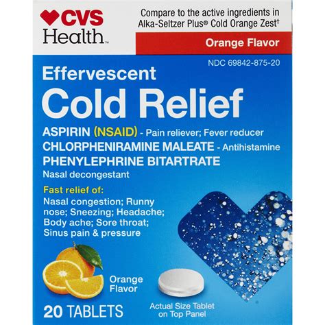 Cvs Health Effervescent Cold Relief Tablets Orange 20 Ct Ingredients