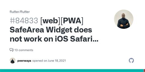 [web][pwa] safearea widget does not work on ios safari pwa · issue 84833 · flutter flutter · github