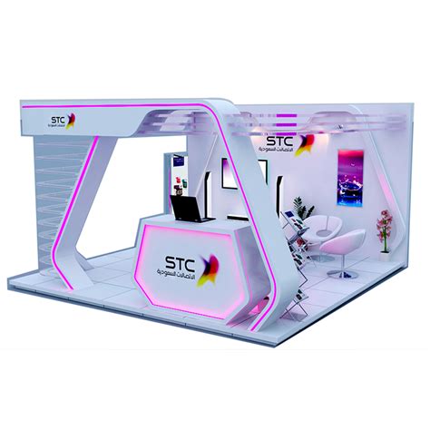 White And Pink Electronics Kiosk Trade Show Consultant Booth Design Mall Kiosk