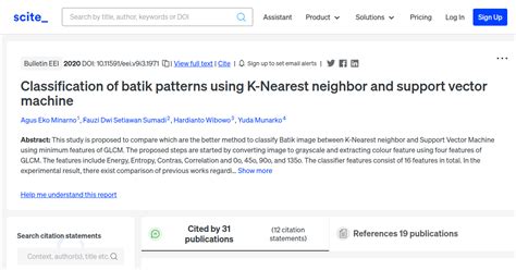Classification Of Batik Patterns Using K Nearest Neighbor And Support Vector Machine