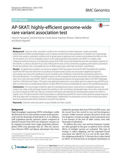 Pdf Ap Skat Highly Efficient Genome Wide Rare Variant Association Test