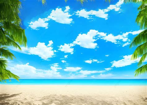 暑い夏に美しい海の景色イラスト 自然 ビーチ 夏背景壁紙画像素材無料ダウンロード Pngtree