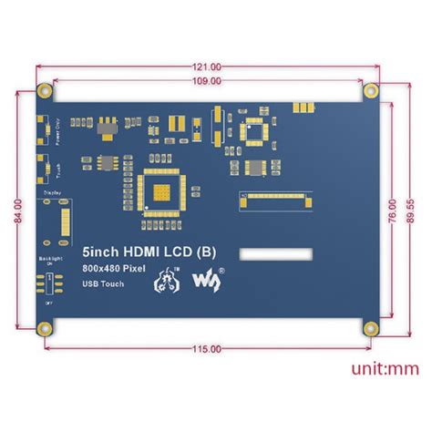 Waveshare Inch HDMI TFT LCD B Display Pixels With Touchscreen And Case Raspberry
