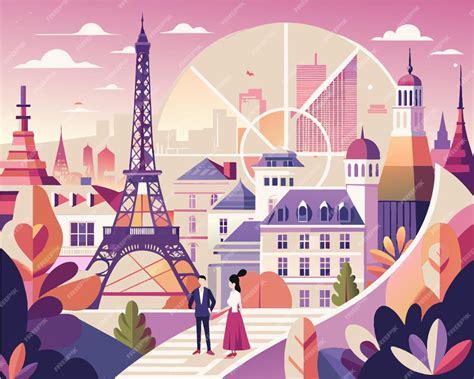 A Paris Guided By The Fibunacci Sequence Love Vector Illustration Flat