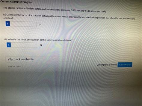 Solved The Atomic Radii Of A Divalent Cation And A