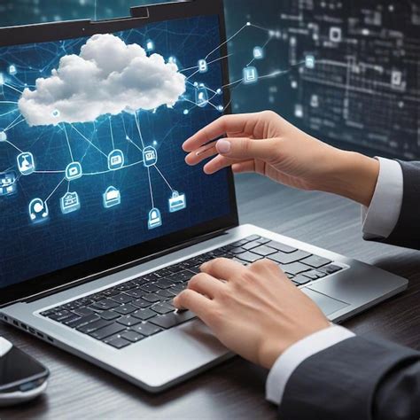 Cloud Computing Technology And Online Data Storage For Business Network Concept Computer