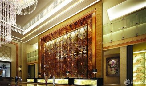 创意酒店大堂设计前台背景墙设计参考 效果图