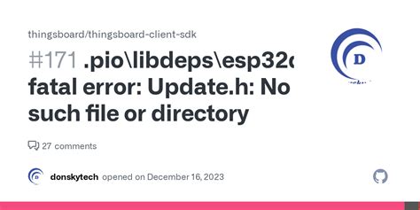 pio libdeps esp32dev thingsboard src arduino esp32 updater cpp 9 20 fatal error update h no