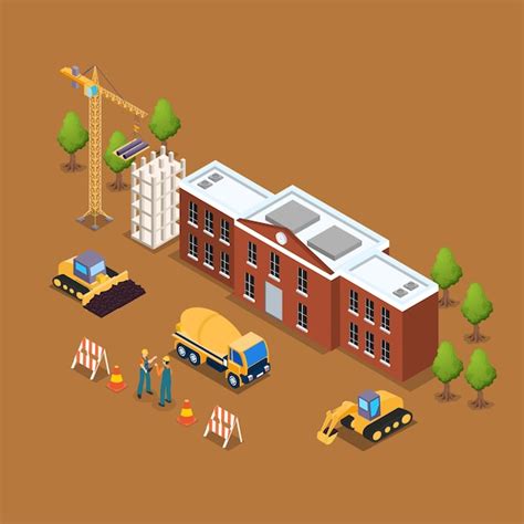 Premium Vector School Building Construction