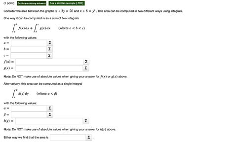 Solved Consider The Area Between The Graphs X3y20 And