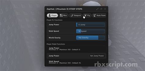 Steep Steps Walkspeed Retrive Ladder Gravity Scripts Rbxscript