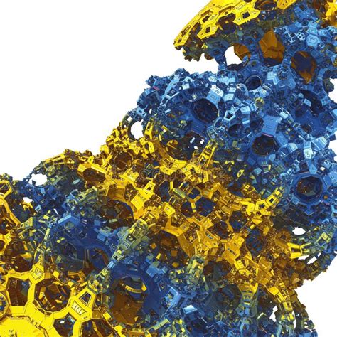 Complex Fractal Structure Features Interlocking Geometric Shapes In