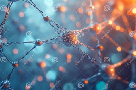 Neural Network Transmitting Signals With Synapses Over Blue Background