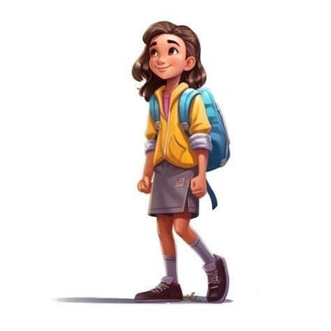 Premium Photo A Drawing Of A Girl With A Backpack And A Backpack