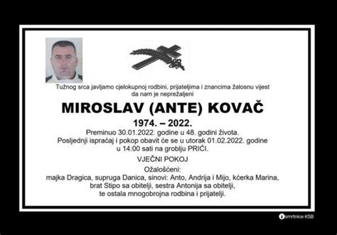 Preminuo Miroslav Kovač