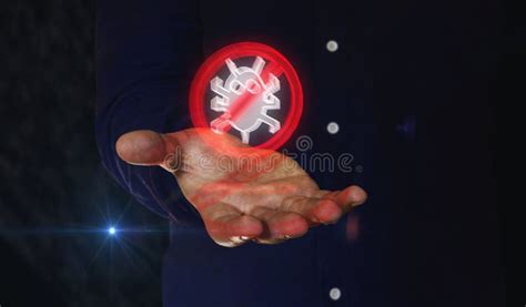 Antivirus Cyber Security Virus Detect Symbol Over Hand Stock Illustration Illustration Of