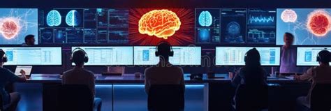 Neuro Testing Equipment In Modern Lab With Diverse Participants Engaging In Brainwave Analysis